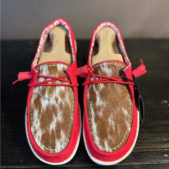 Hey Dude | Shoes | Hey Dude Cowhide Red Rodeo Loafers | Poshmark